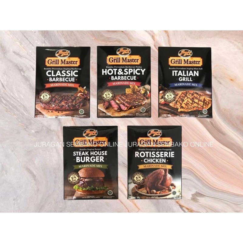 Jual (JSO) Jay's GRILL MASTER marinade mix 30GR / Classic Barbeque / italian / hot spicy chiken ...