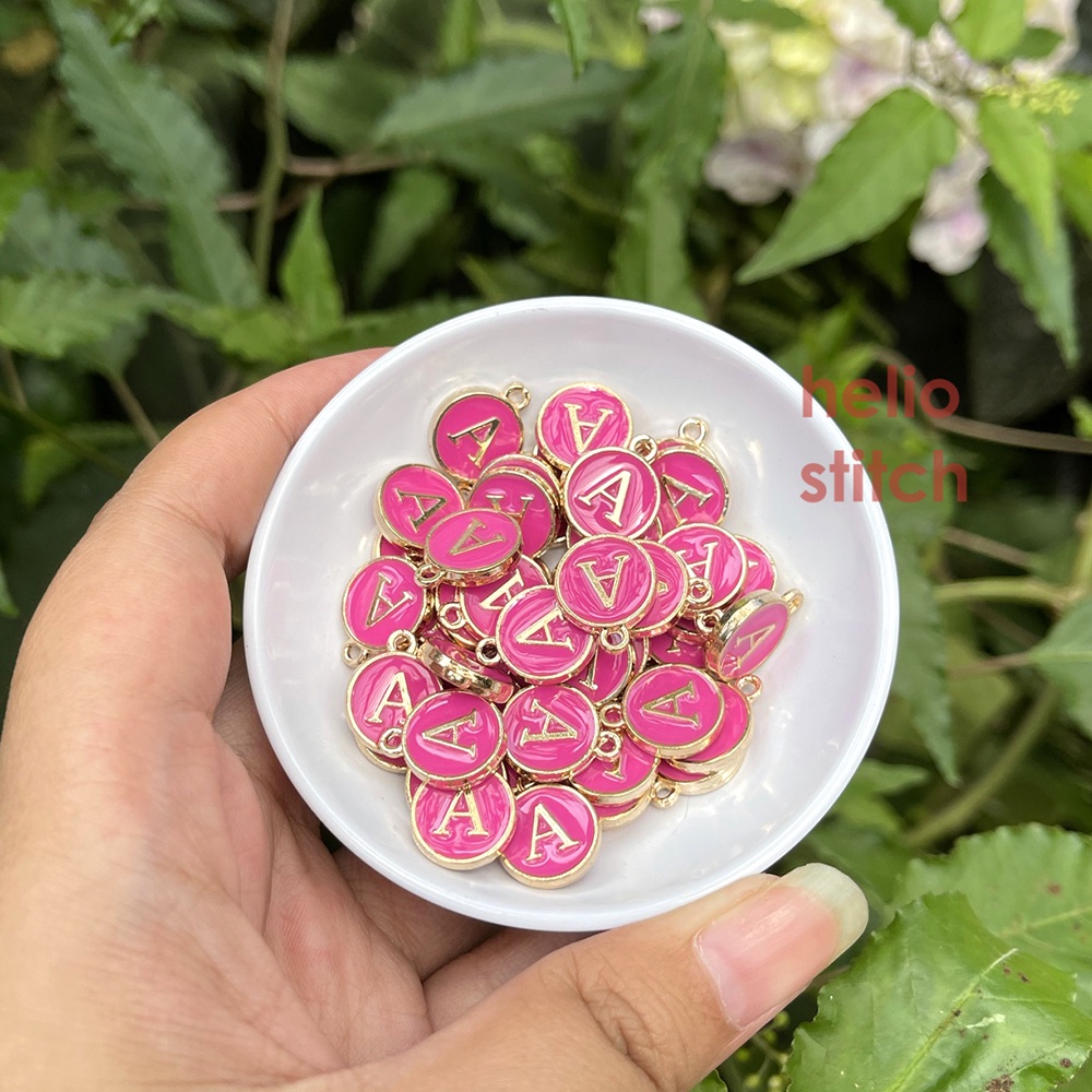 Jual [Pilih Huruf] 1 pcs Enamel Epoxy Huruf Bulat - ROSEPINK tulisan ...