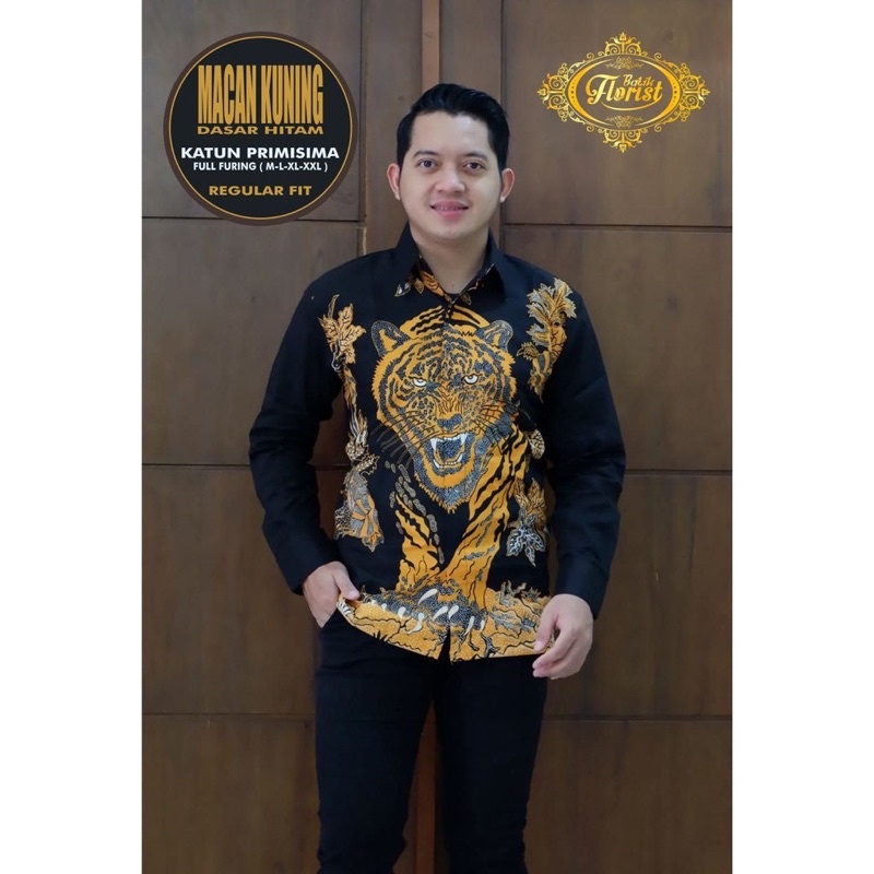 Jual Batik MACAN KUNING Dasar Hitam Full Furing Katun Halus High ...
