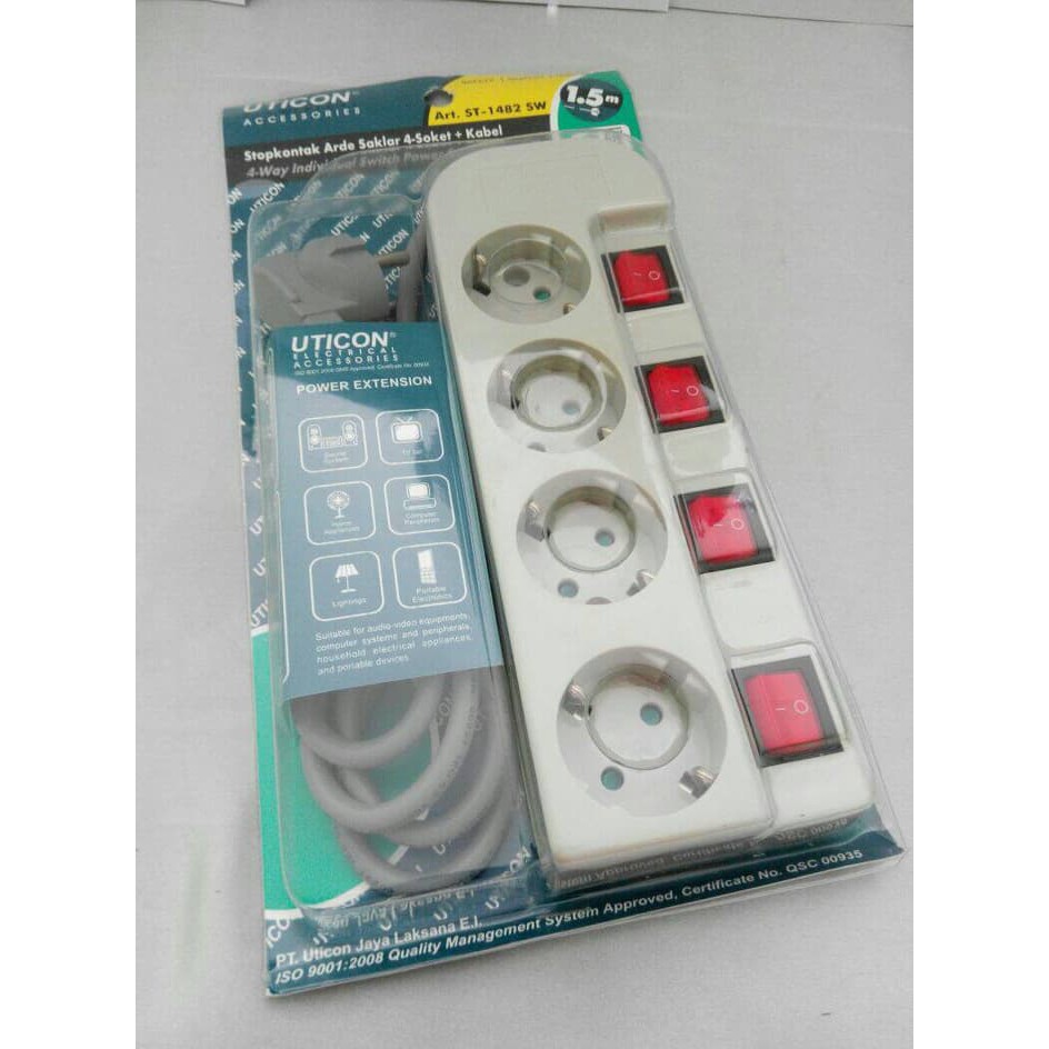 Jual Kabel olor colokan 4 lubang + 4 switch Uticon 1,5M | Shopee Indonesia