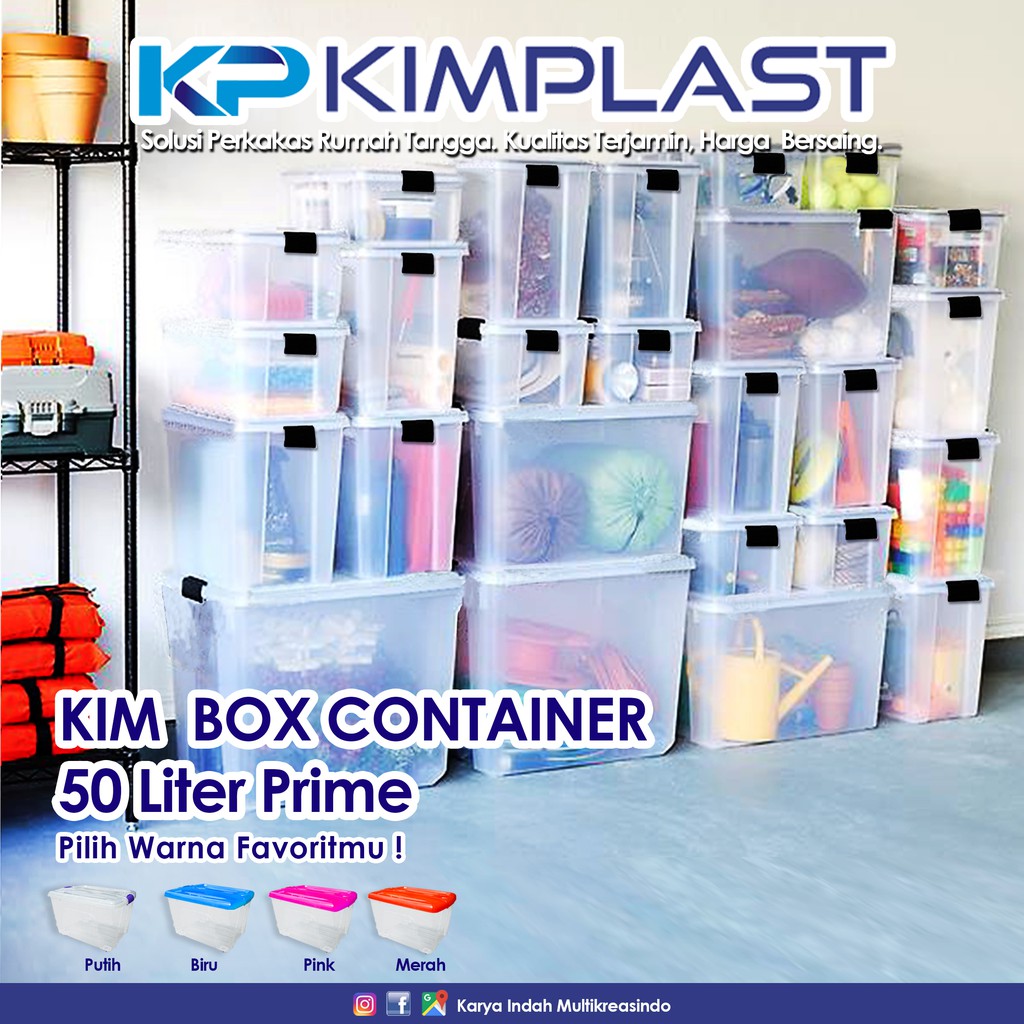 Jual KIMPLAST Box Container Transparan 50L Prime + Roda | Shopee Indonesia