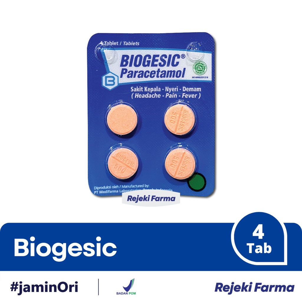 Jual Biogesic Paracetamol 1 Strip isi 4 Tablet - Bio Gesic Sakit Kepala | Shopee Indonesia