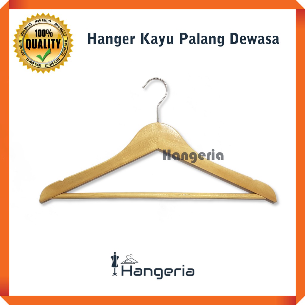 Jual Hanger Kayu Palang Dewasa (Wood) warna Natural / Hanger Kayu ...