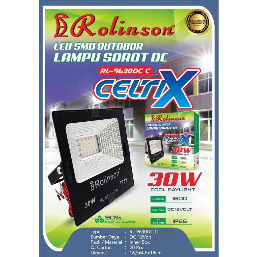Jual Barangunik2021- Lampu sorot DC 12V 30 Watt IP66 Aki Tembak Rolinson RL-9630DC Celtrix ...