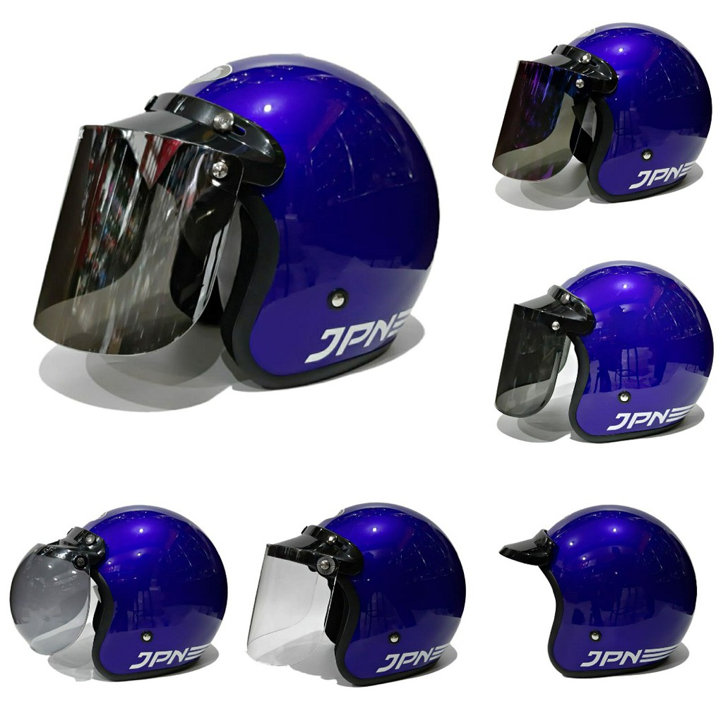 Jual Helm jpn retro biru tua gloss | Shopee Indonesia