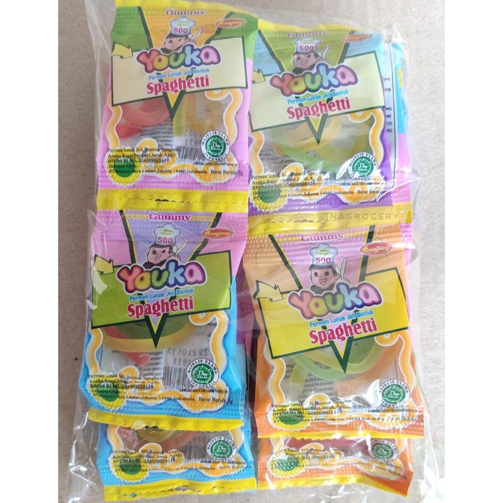 Jual YOUKA SPAGHETTI GUMMY CANDY 20pcs x 6gr | Shopee Indonesia