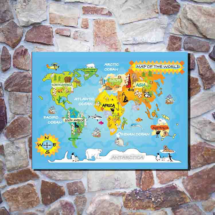 Jual Peta Map Untuk Anak Poster Kayu - Pajangan Dekorasi Dinding Rumah ...