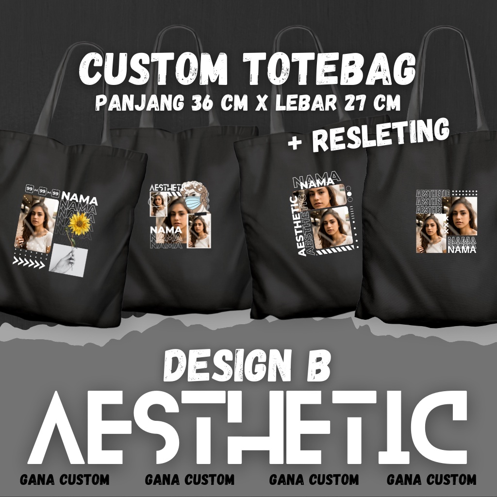 Jual GANA CUSTOM TOTEBAG + RESLETING | AESTHETIC DESIGN (B) | Shopee ...