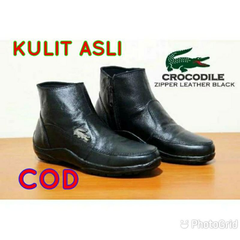 Jual Sepatu Boots Klasik Pria Resleting Kulit Sepatu Formal Sepatu ...