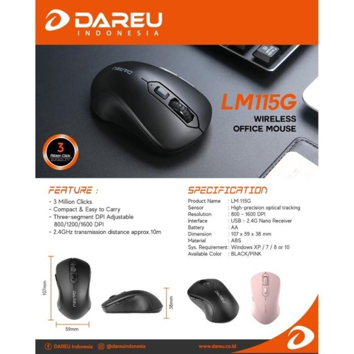 Jual Gaming Dareu Lm-115G Wireless Mouse / Dareu Lm115G / Dareu Lm 115G ...
