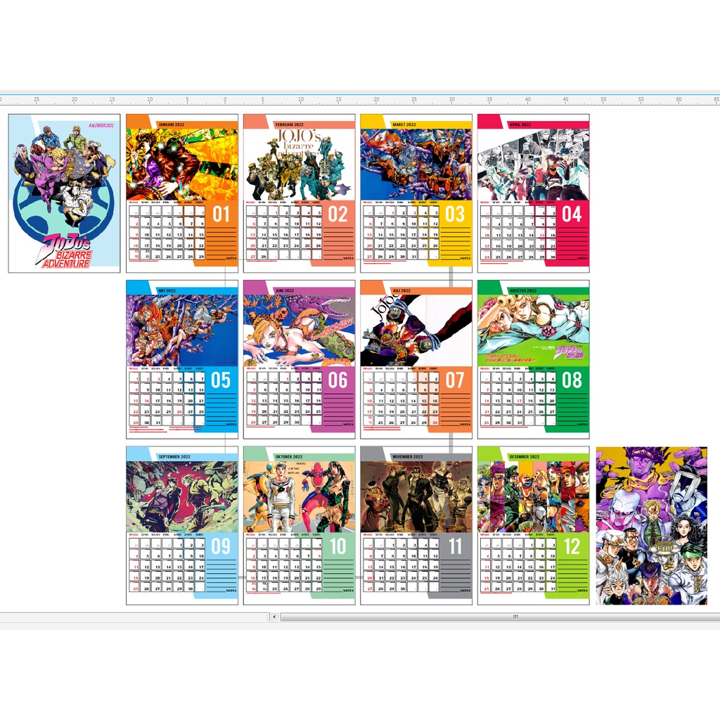 Jual Kalender Dinding 2024 JOJO BIZARRE ADVENTURE Anime Calendar bisa ...
