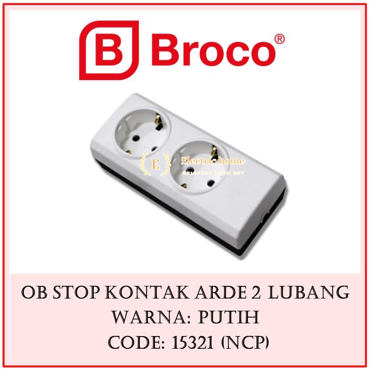 Jual Broco Stop Kontak Arde 2 Lubang Putih 15321 - NCP (Socket 2P Lubang) 15321 Original | Harga ...