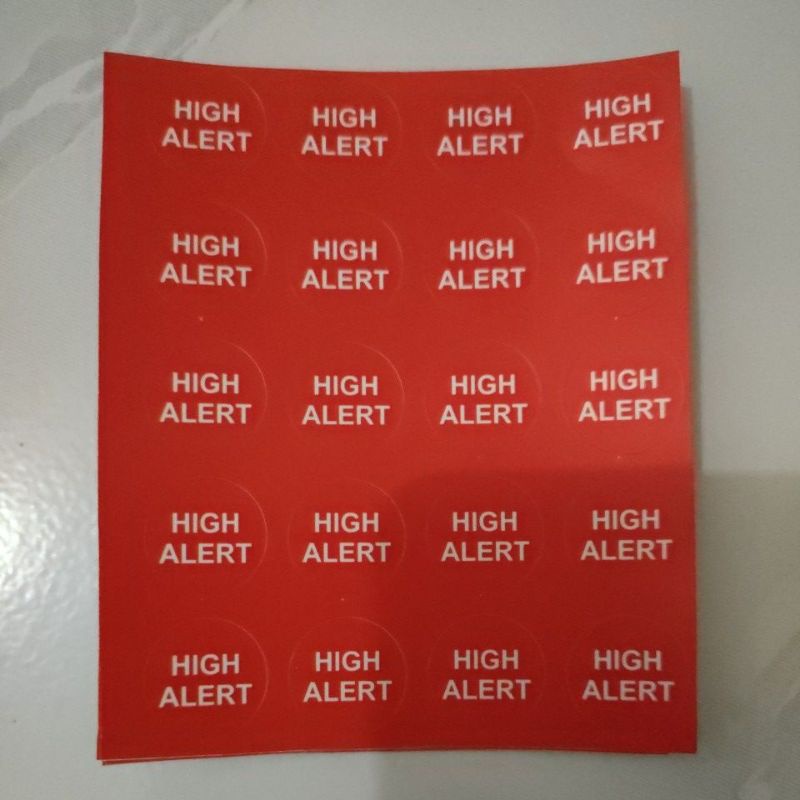 Jual stiker HIGH ALERT cutting sticker berisi 100 sticker | Shopee ...
