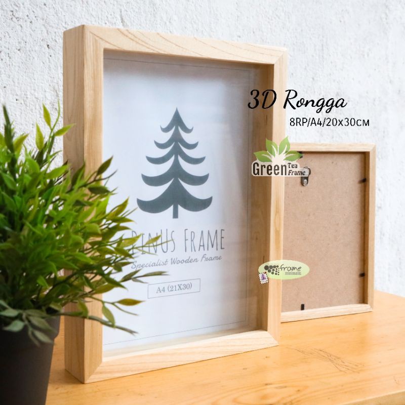 Jual Frame Foto 3d Box Rongga Natural 5cm 8RP/A4/ 20x30x5cm utk mahar ...