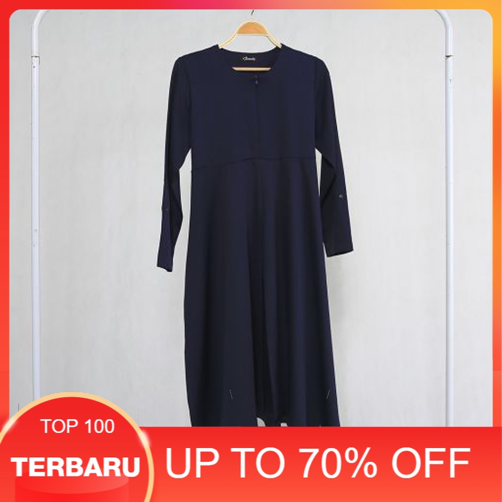 Jual GAMIS LONG DRESS LEVIA WARNA NAVY | Shopee Indonesia