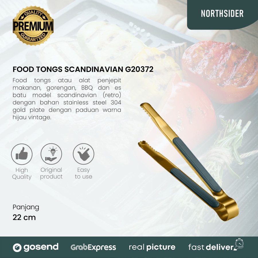 Jual Food tongs 22cm capitan penjepit makanan non slip scandinavian ...