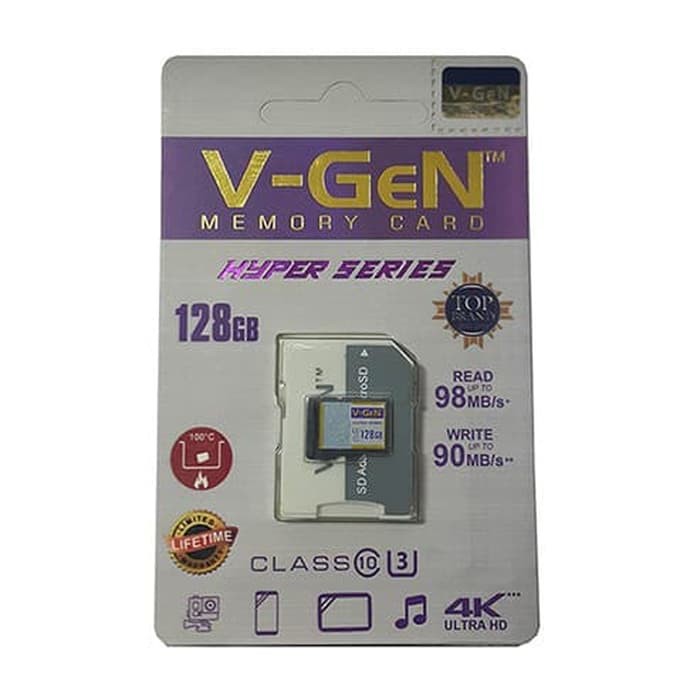 Jual Micro SD V-GeN Hyper 128GB + Adapter 98MB/S Micro SD Memory Card ...