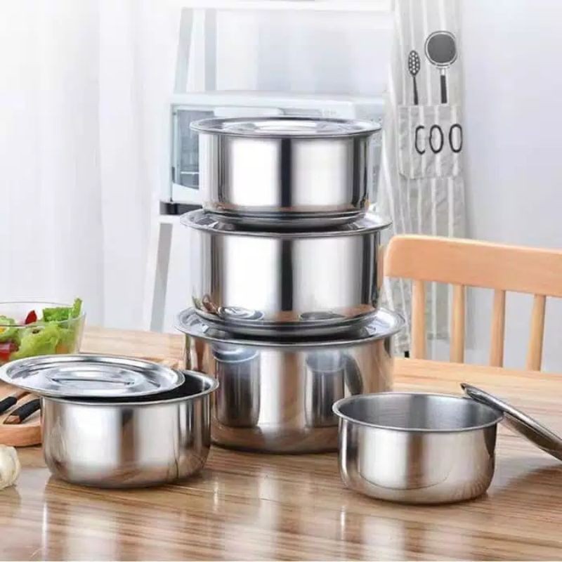 Jual Panci Set Stock Pot 5in1 Stainless Steel ORIGINAL Set Mangkok Sup ...