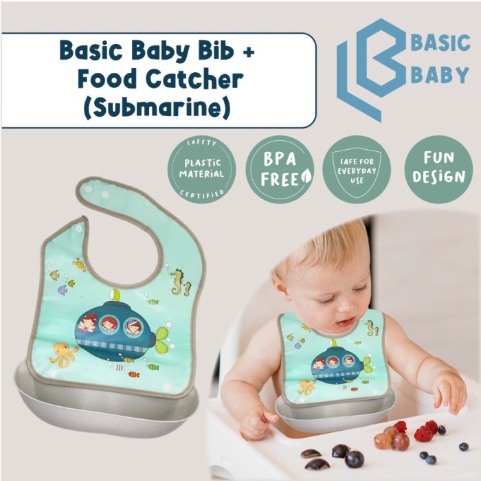 Jual Basic Baby Bib + Silicone Catcher (Bib + Wadah Silicone ...