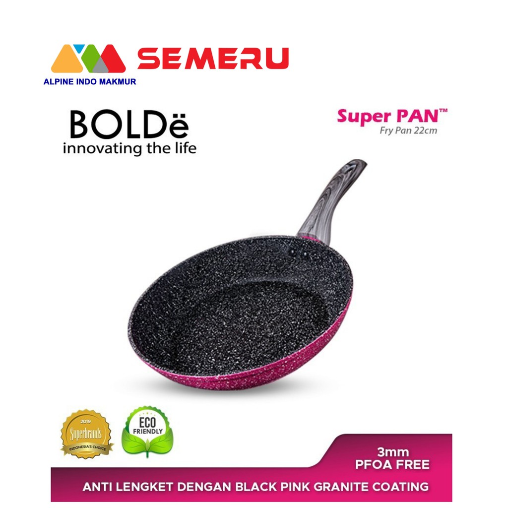 Jual BOLDE SUPER FRY PAN 22 CM BLACK PINK | Shopee Indonesia