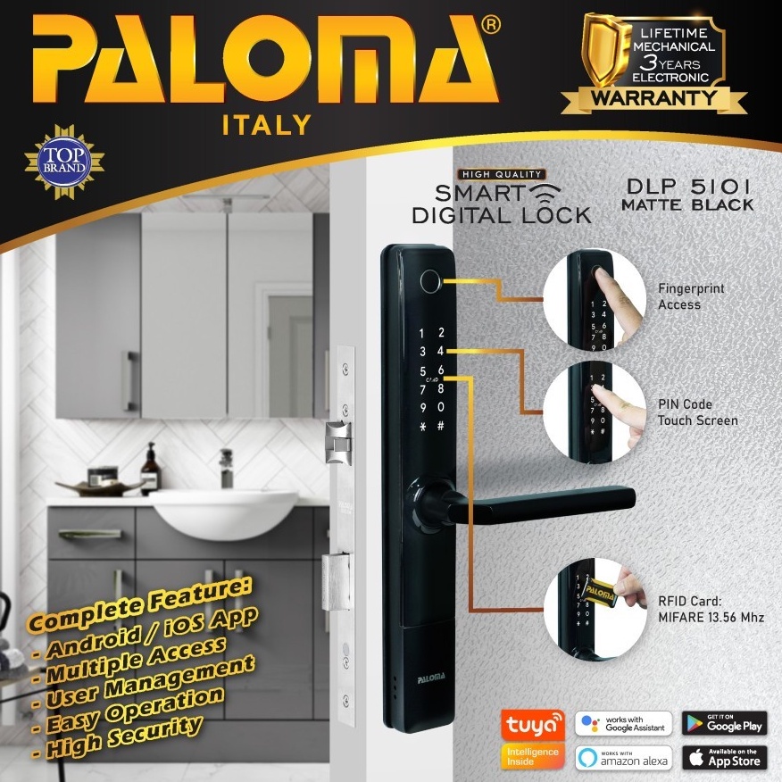 Jual PALOMA DLP 5101 GAGANG HANDLE PINTU DIGITAL LOCK SLIM ALUMINIUM ...