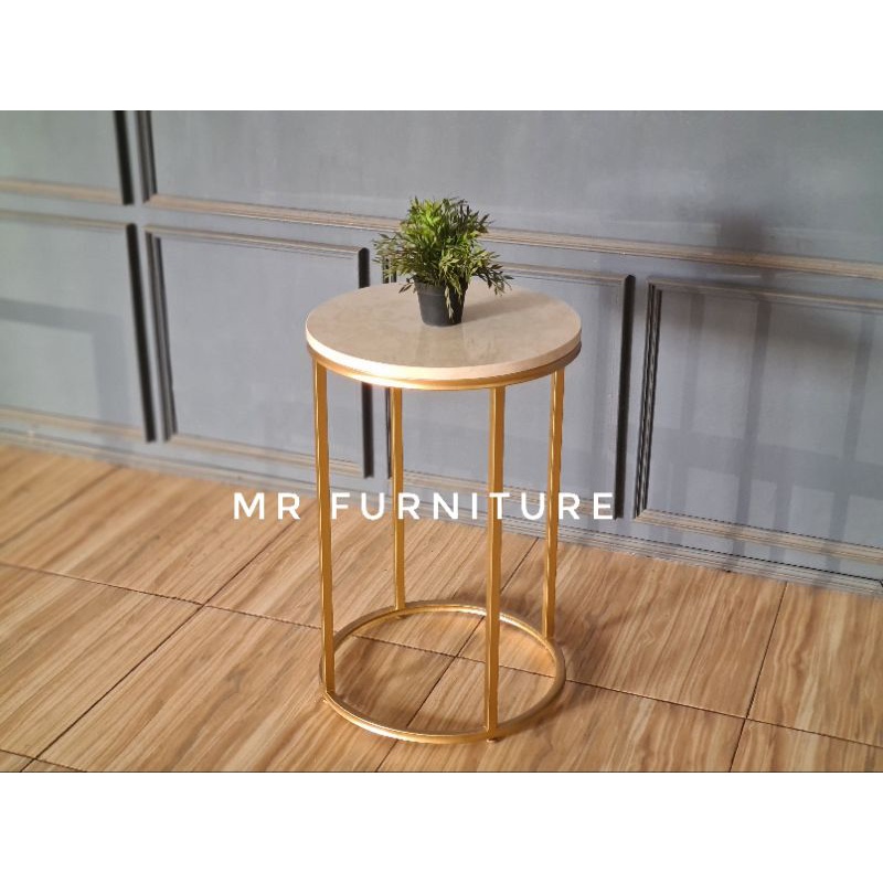 Jual meja marmer bulat tinggi, meja pojok marmer, meja pot D 50 cm ...