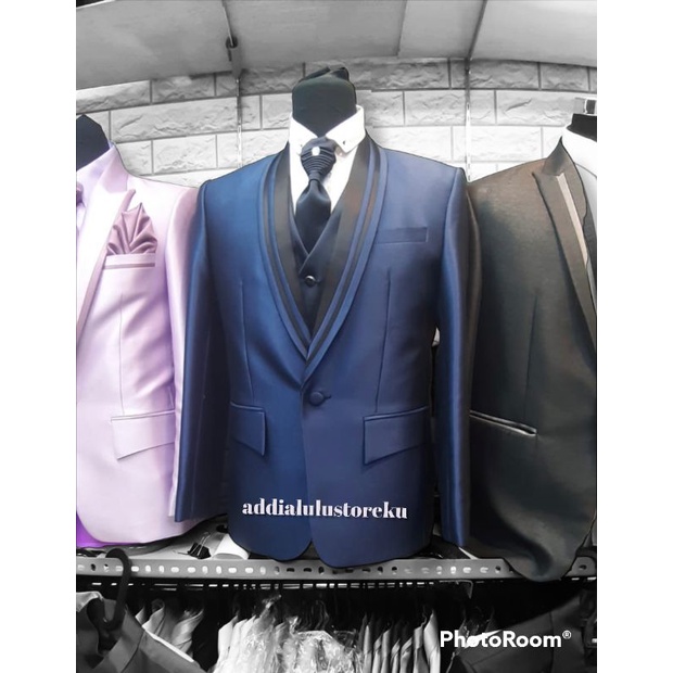 Jual Jas pengantin pria navy /jas wedding dongker modern/jas formal ...