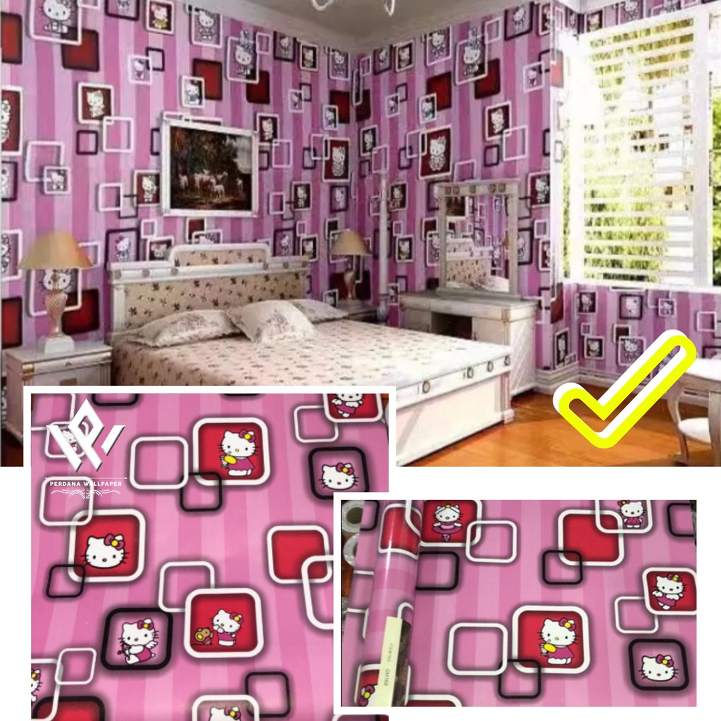 Jual Perdana Wallpapaer - Stiker Dinding Wallpaper - Anti Air (Motif Hello Kitty 3D) Ukuran 45cm ...