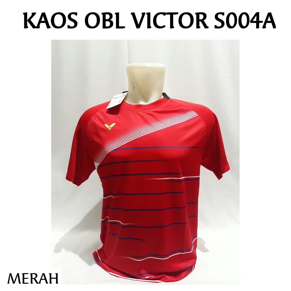 Jual Kaos Victor Badminton VC S004A At Dry Merah Hitam | Shopee Indonesia