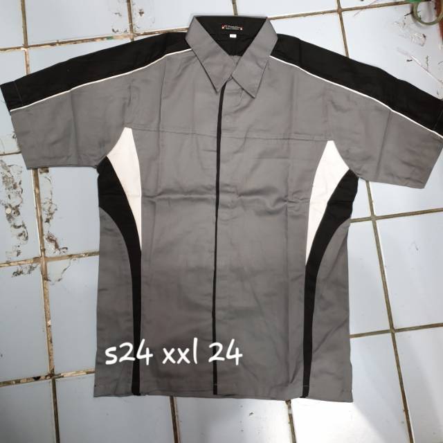 Jual KEMEJA KERJA BAJU KERJA SERAGAM PHD Abu tua kombinasi. Seragam ...
