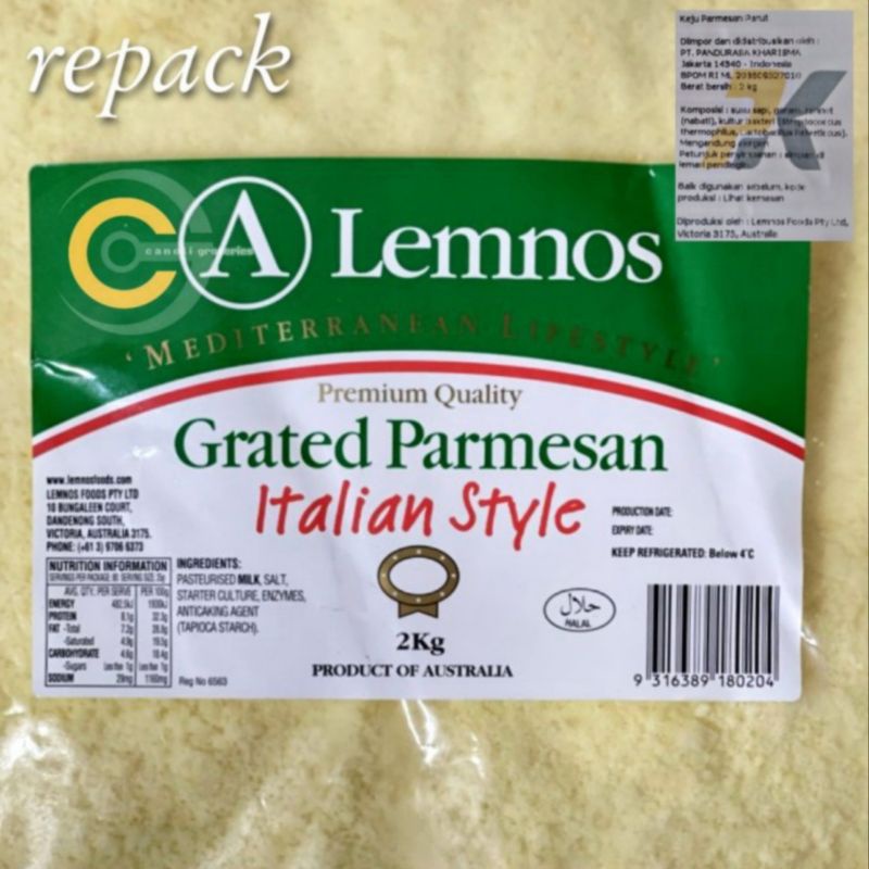Jual keju parmesan lemnos repack 100 gram /grated parmesan italian ...