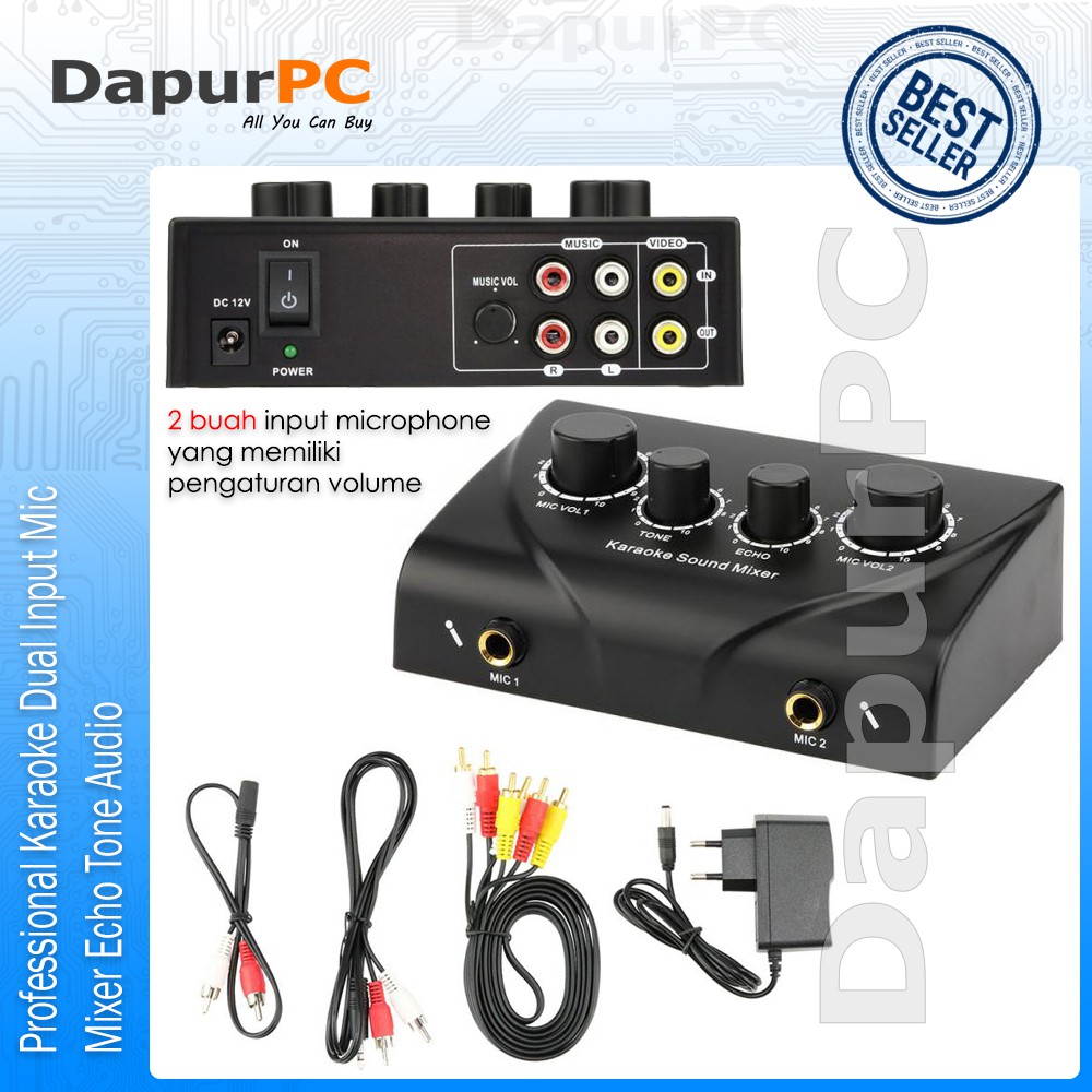 Jual Mixer Professional Karaoke Echo Tone Audio 2 Input Mic | Shopee ...