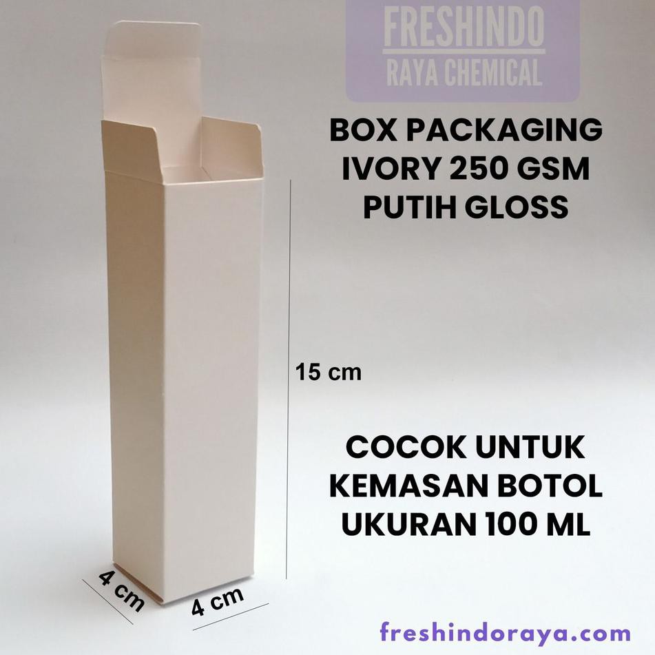 Jual Box Packaging Dus Kemasan Botol 100 ml Putih Polos Glossy (50 PCS ...