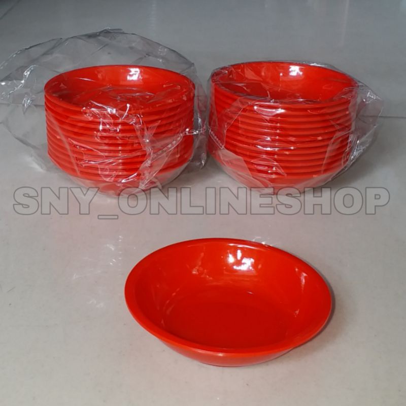 Jual Tempat / Mangkok Sambal / Saos Besar Melamine Warna Merah (12pcs ...