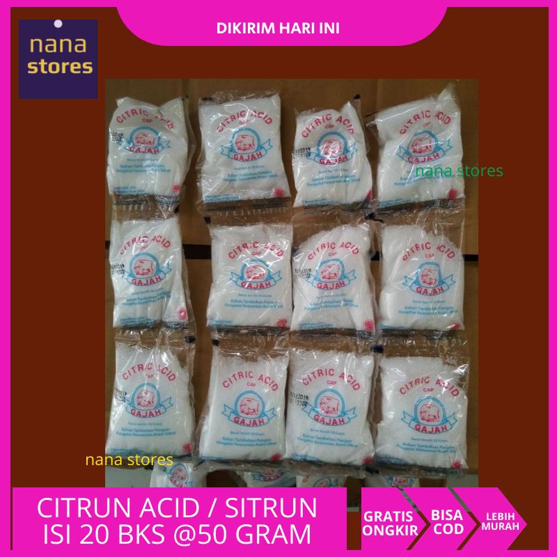 Jual Citrun sitrun citrid acid cap gajah 1 pak, isi 20pcs dan 50pcs ...