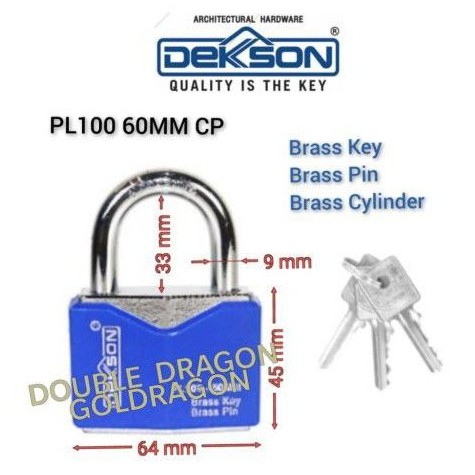Jual Gembok Dekkson PL100 60mm CP (Padlock Dekkson PL100 60mm CP ...