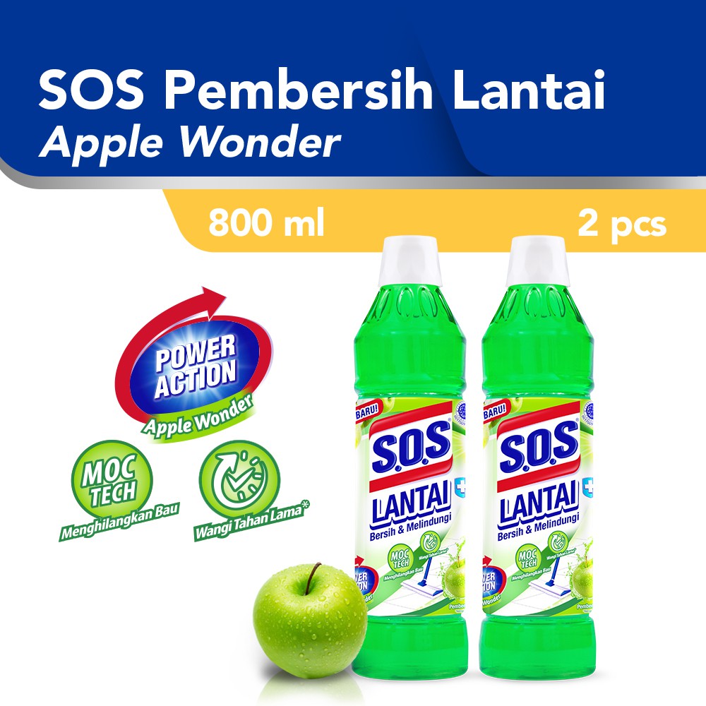 Jual SOS Pembersih Lantai Botol 780 mL / 2 pcs - Anti Bakteri Wangi ...