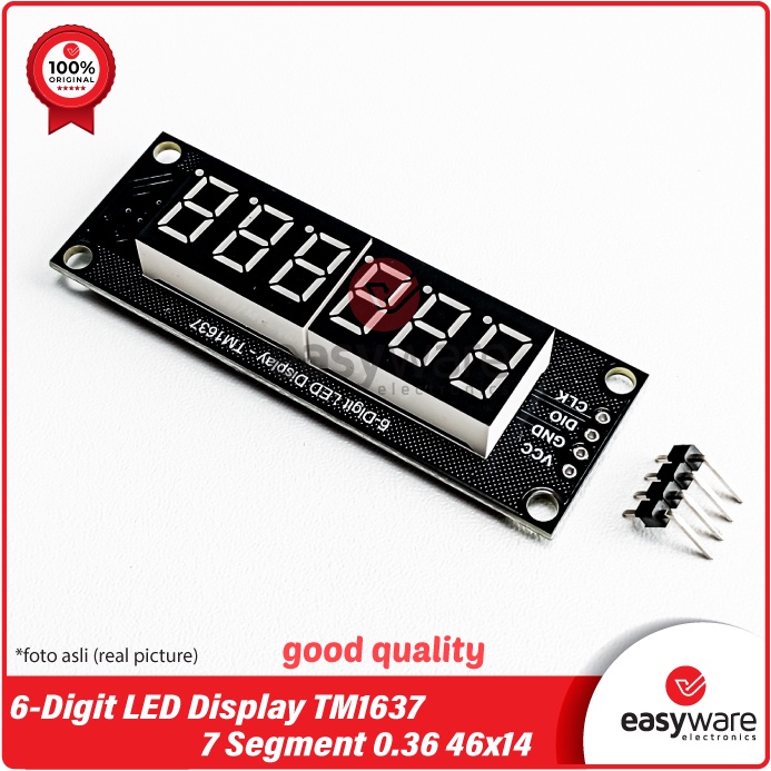 Jual RobotDyn TM1637 6 DIGIT LED DISPLAY TUBE 7 SEGMENT 0.36 4 DIGIT ...