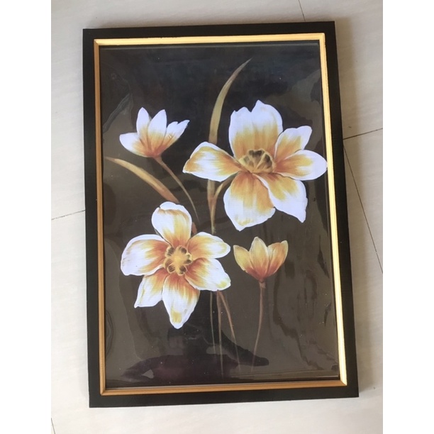 Jual Hiasan Dinding Cetak Gambar Lukisan Bunga Lily plus bingkai ukuran ...