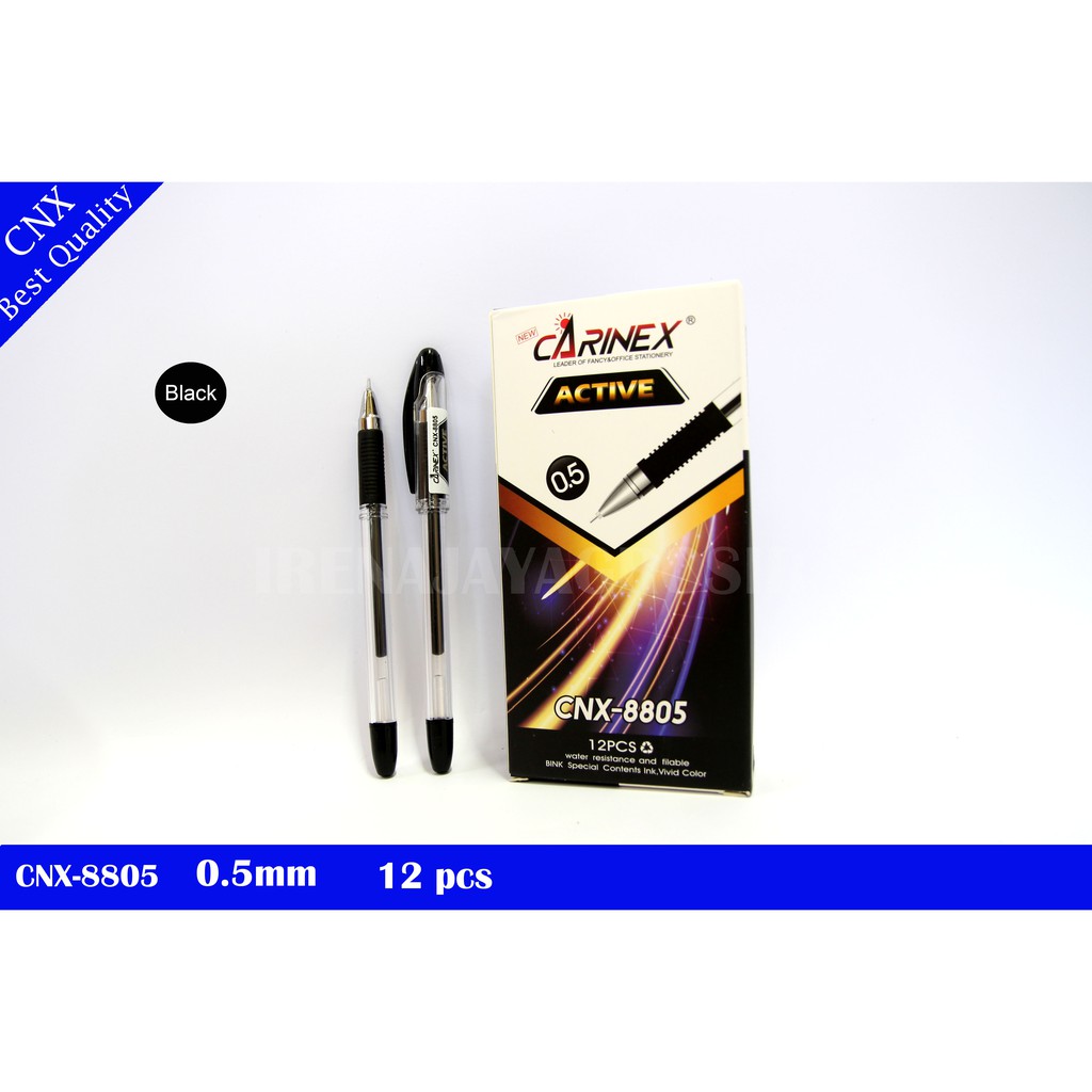 Jual PULPEN KANTOR 0.5mm CARINEX BOLPEN GEL HITAM ISI 12 PCS CNX 8805 ...