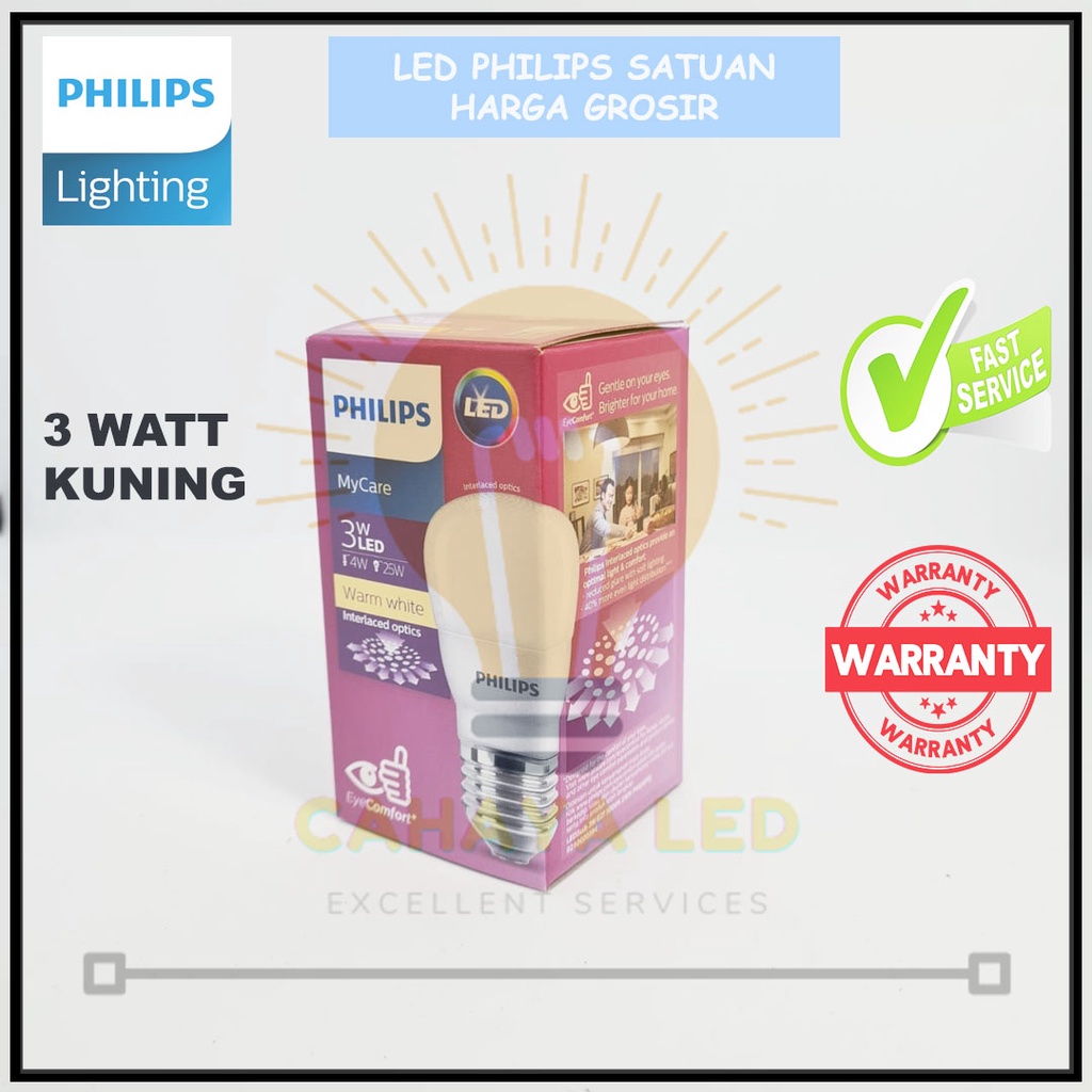 Jual PHILIPS LAMPU LED BULB MYCARE 3W / 3 WATT W KUNING (GARANSI ...