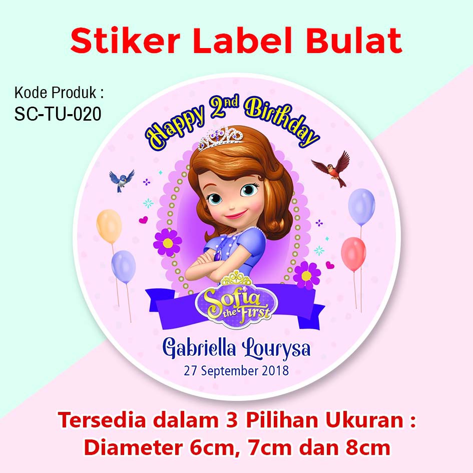 Jual STIKER LABEL ULANG TAHUN ANAK STICKER TUMPENG MINI SOUVENIR SOFIA ...