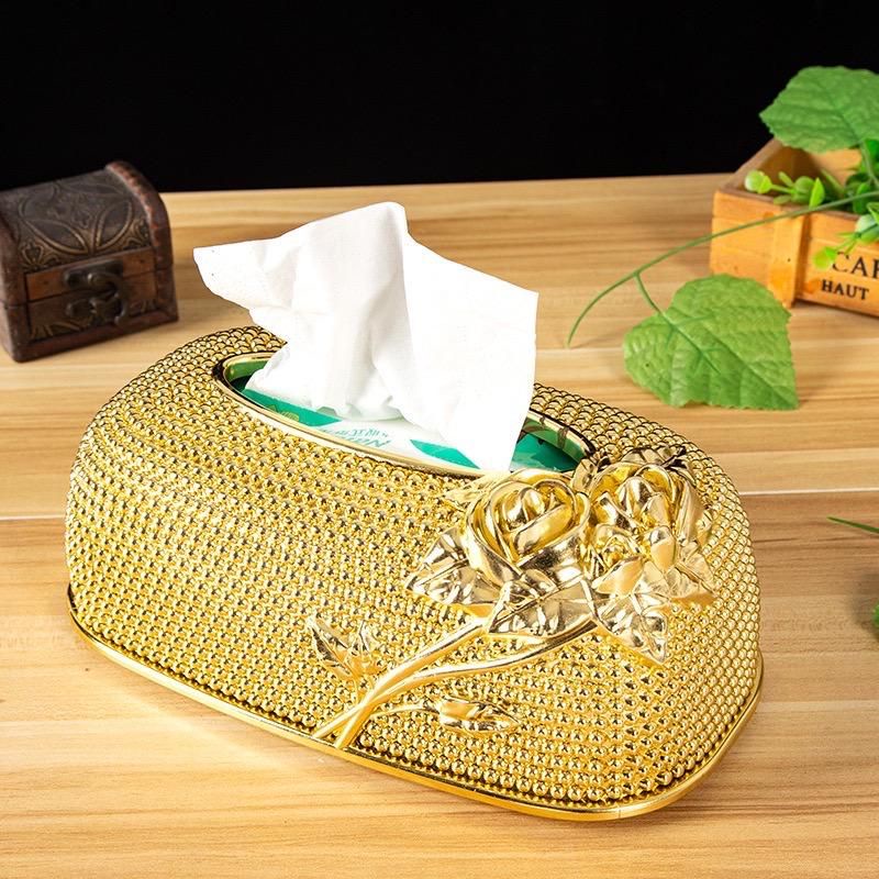Jual European Rose Carved Tissue Box Tempat Tissu Tisu Mawar Gold Emas ...