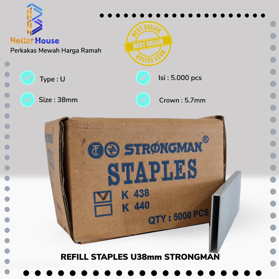 Jual Refill Anak Hekter Refill Staples U 38mm STRONGMAN K438 YOG | Shopee Indonesia