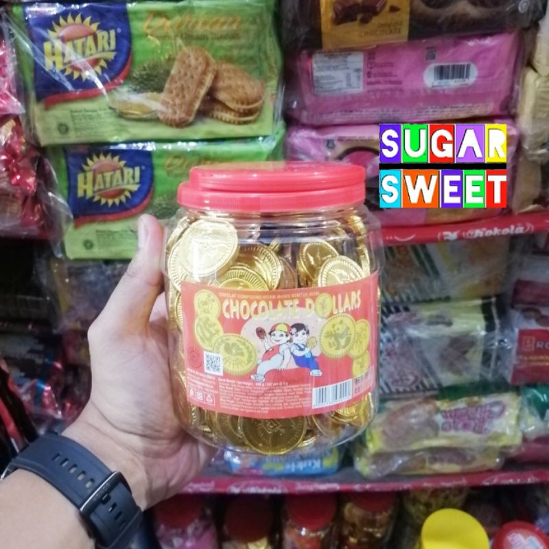 Jual Pusan Chocolate Dollar / Coklat Dollar Bentuk Koin isi 200 Pcs ...