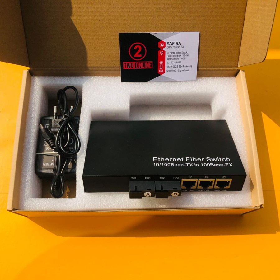 Jual Media Converter 2 Port FO 3 Port LAN Switch Fiber Optic 2 Port SC ...