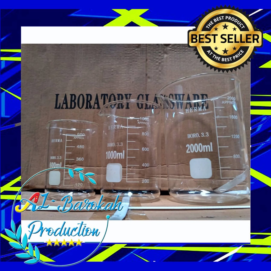 Jual Beaker Glass 300,400,500,600 ml Herma Anti Panas | Shopee Indonesia