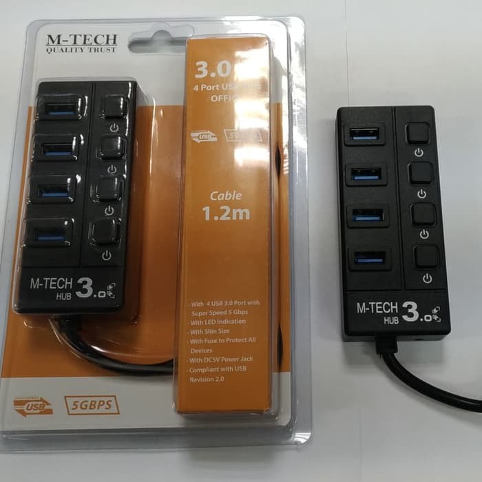 Jual USB 3.0 HUB 4 Port Sakral ON-OFF Super Speed M-Tech MT-UH3 1.2M ...