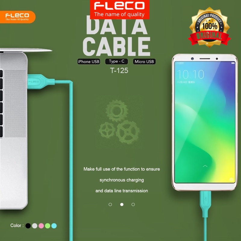 Jual KABEL DATA USB FLECO ORIGINAL T-123 Micro T-124 Lighting T-125 ...