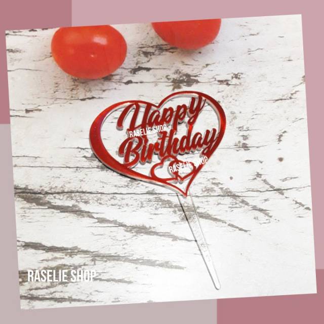 Jual Topper Mini D Tusuk Happy Birthday Merah Kue Ulang Tahun Dekorasi ...